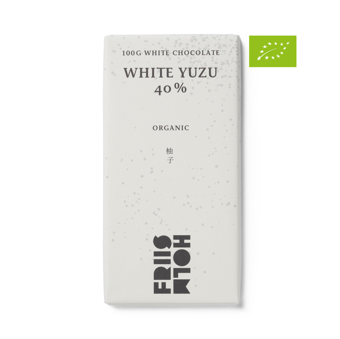 White Yuzu 40 %, 100 g. Økologisk. DK-ØKO-100. IKKE-EU-JORDBRUG / EU-J ...